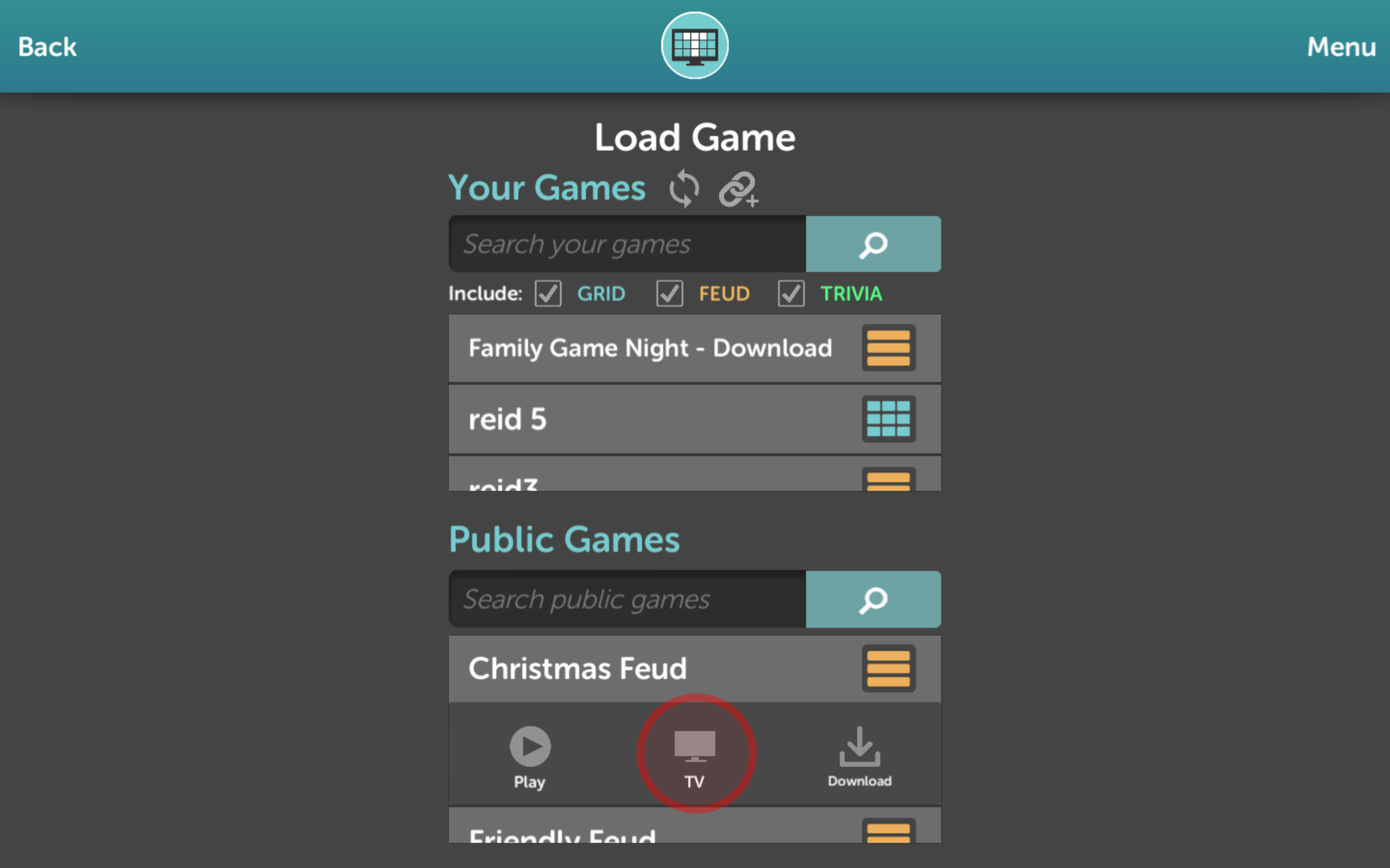 Load Game - TriviaMaker - Quiz Creator