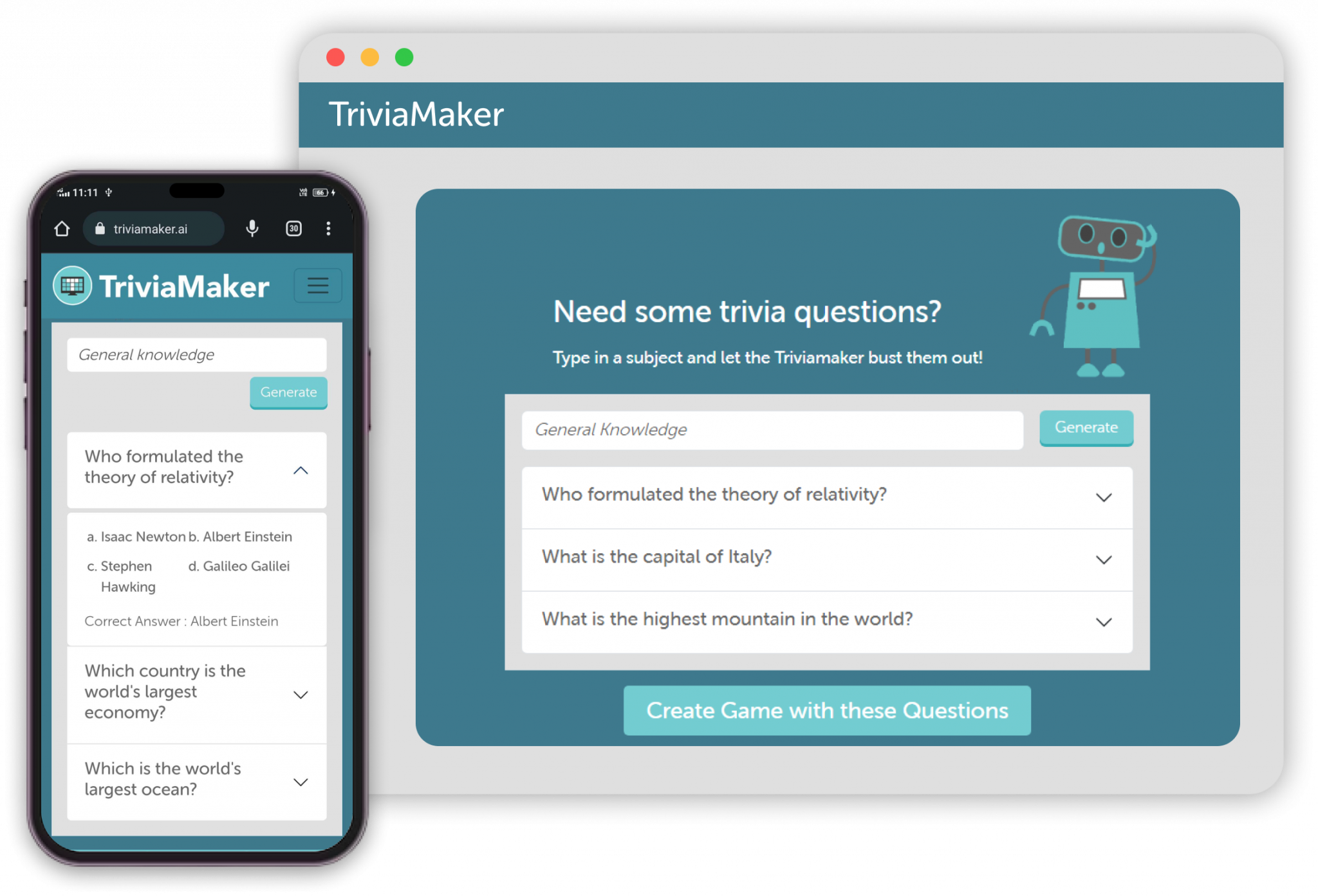 AI Quiz Maker TriviaMaker Quiz Creator