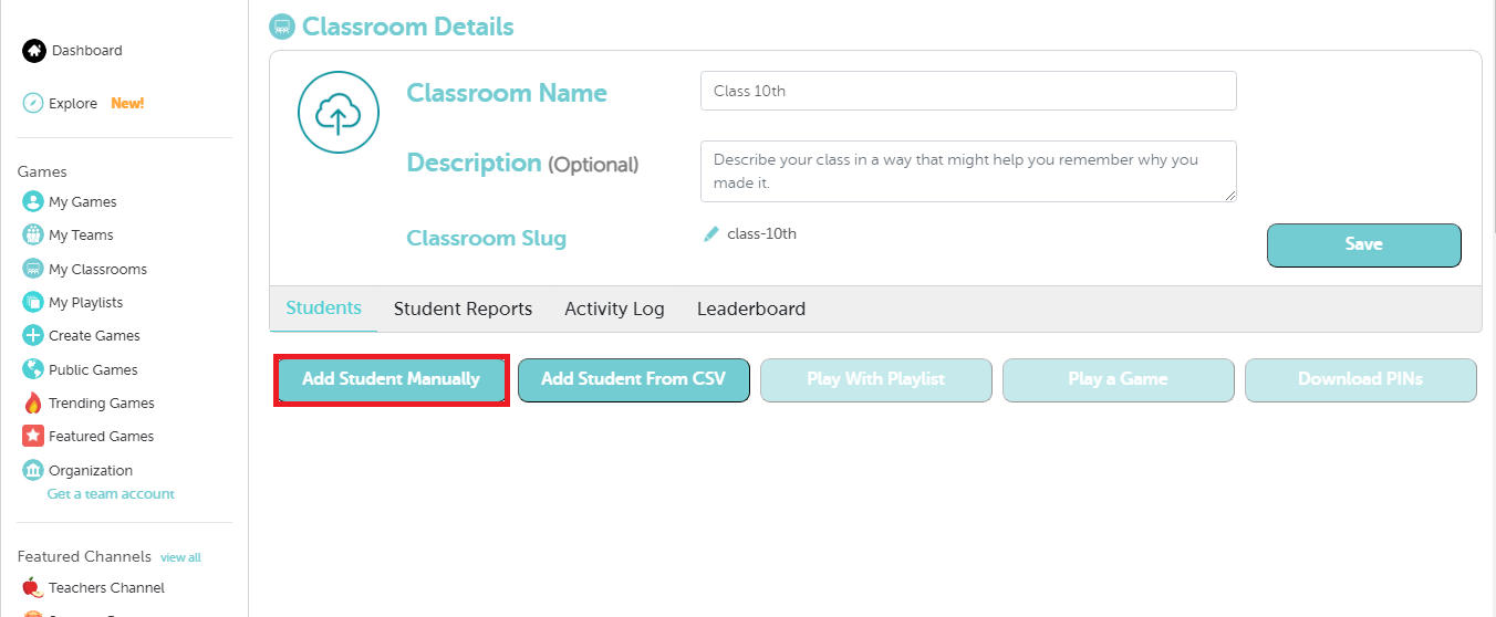 How to create a classroom and students in it