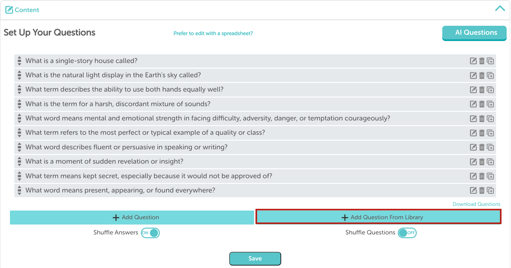 Effortlessly Add Questions to Quizzes with TriviaMaker Question Library